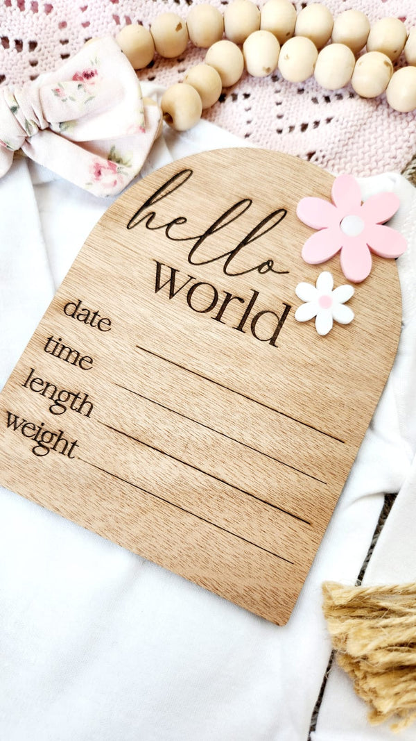 Miss Daisy Birth Announcement Plaque Collection (Hello world) – The ...