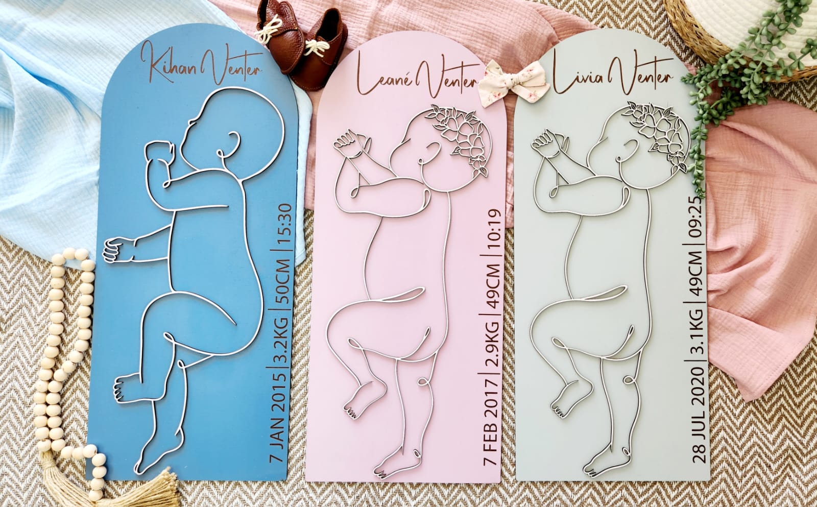 Scale 1:1 Baby outline plaque (Exact measurement of your baby at birth ...