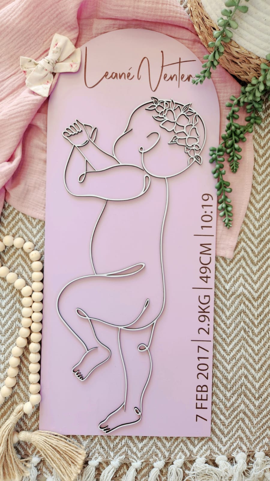 Scale 1:1 Baby outline plaque (Exact measurement of your baby at birth ...